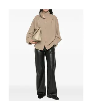 ERMANNO FIRENZE Wide-leg Faux Leather Casual Trousers