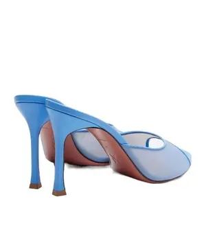 Amina Muaddi Leather-trimmed Mesh Mules