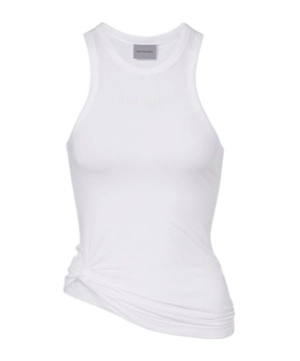 Balenciaga Logo Gathered Cotton Jersey Tank Top