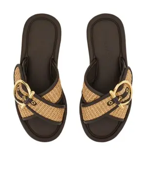 FERRAGAMO Double Strap Gancini Ornament Slide