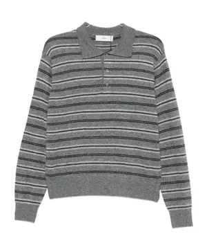 DUNST Striped Knit Polo Shirt