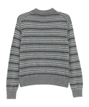 DUNST Striped Knit Polo Shirt