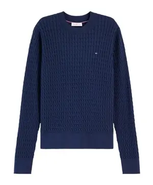 Tommy Hilfiger Crewneck Long Sleeve Knit Top With Cable Stitch