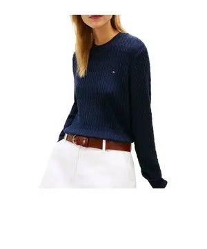 Tommy Hilfiger Crewneck Long Sleeve Knit Top With Cable Stitch