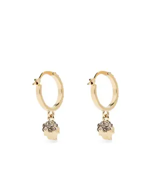 Alexander McQueen Crystal Embellished Hoop Earrings With Skull Pendants