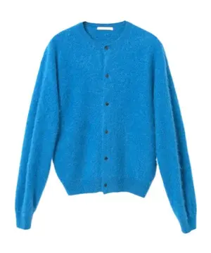 Auralee Long-sleeve Open-front Alpaca Wool Cardigan - Blue