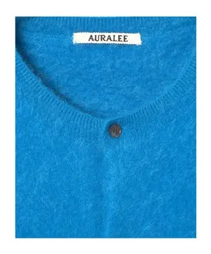 Auralee Long-sleeve Open-front Alpaca Wool Cardigan