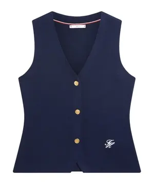 Tommy Hilfiger V-neck Knit Waistcoat With Goldtone Buttons