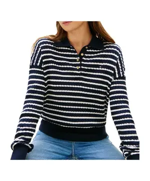Tommy Hilfiger Polo Collar Long Sleeve Knit Top