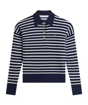 Tommy Hilfiger Polo Collar Long Sleeve Knit Top - No