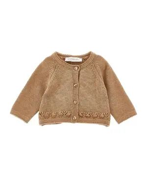 Monnalisa Pointelle-trim Raglan-sleeve Cardigan