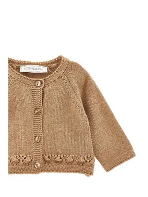 Monnalisa Pointelle-trim Raglan-sleeve Cardigan