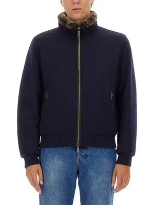 MOORER Giacca "bellati" Zip-up Jacket With Fur Collar - Blue