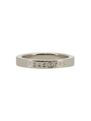 MAISON MARGIELA Anello Con Logo "numeric Minimal Signature" Slim - Silver