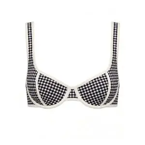 MONTCE Black & White Micro Gingham Romy Binded Bikini Top