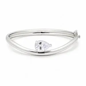 BELINDA JEWELZ Pear Gemstone Solitaire Bangle - Silver