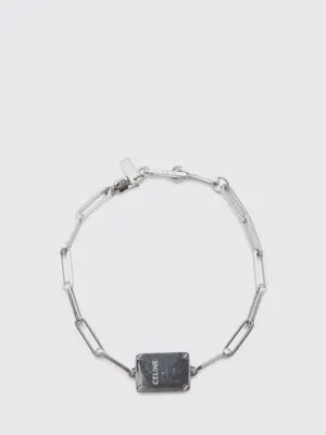 Celine Link Bracelet With Engraved Pendant - Silver