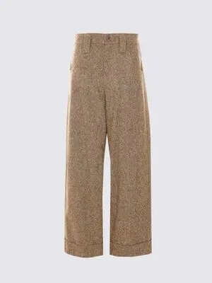 Brunello Cucinelli High-waisted Wide-leg Wool Blend Trousers