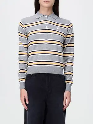 Fiorucci Striped Long Sleeve Polo Sweater - Grey