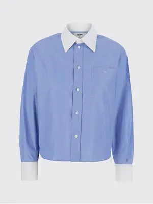 Celine Cotton Shirt With Contrast Collar And Cuffs