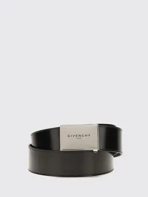 Givenchy Leather Belt With Silver Tone Buckle - Black