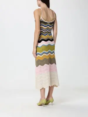 La DoubleJ Multicolor Striped Crochet Midi Dress