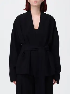 Alberta Ferretti Short V-neck Robe Jacket In Viscose - Black