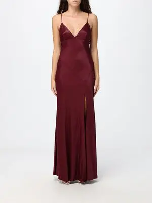 Alberta Ferretti Long Viscose Slip Dress - Wine