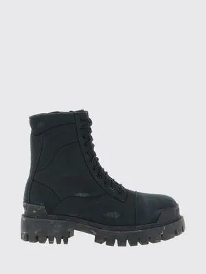 Balenciaga Canvas Lace-up Combat Boots - Black