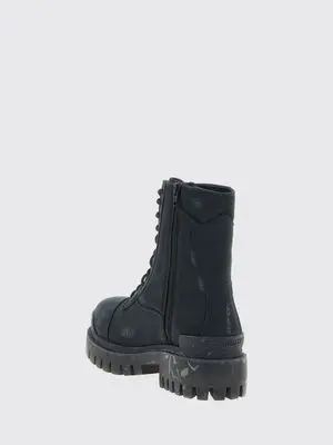 Balenciaga Canvas Lace-up Combat Boots - Black