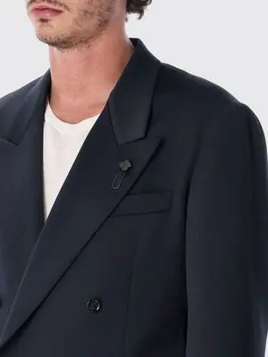 LARDINI Regular Fit Double-breasted Suit In Pure Virgin Wool - Blue
