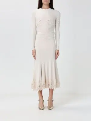 Alberta Ferretti Ruched Lace Trimmed Dress
