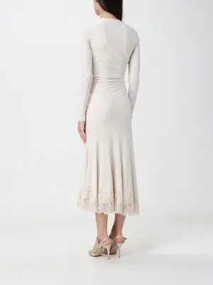 Alberta Ferretti Ruched Lace Trimmed Dress