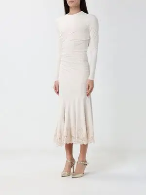 Alberta Ferretti Ruched Lace Trimmed Dress
