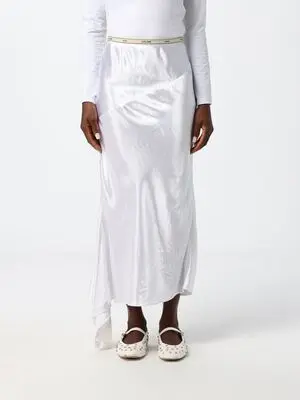 Celine Draped Satin Skirt - White