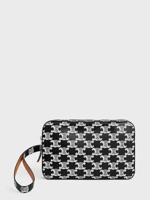 Celine Monogrammed Leather Briefcase With Wristlet - Black