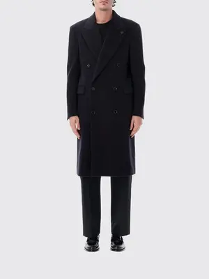 LARDINI Virgin Wool Double-breasted Coat - Navy