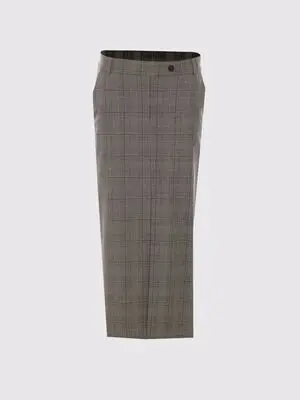 Pinko Prince Of Wales Check Wool Blend Midi Pencil Skirt With Front Slit