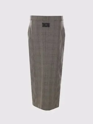 Pinko Prince Of Wales Check Wool Blend Midi Pencil Skirt With Front Slit