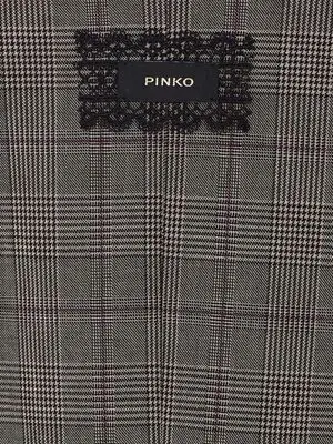 Pinko Prince Of Wales Check Wool Blend Midi Pencil Skirt With Front Slit