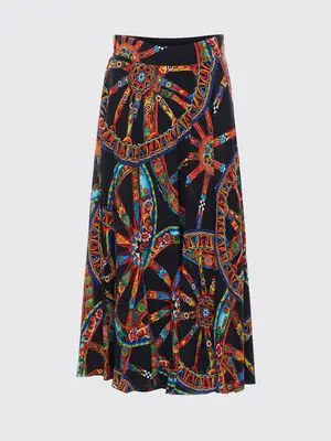 Dolce & Gabbana Carretto Siciliano Print Silk Blend Flared Midi Skirt