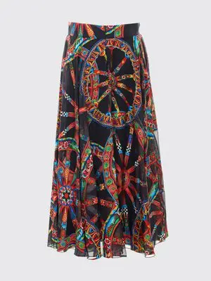 Dolce & Gabbana Carretto Siciliano Print Silk Blend Flared Midi Skirt