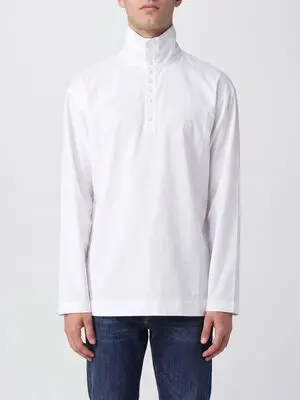 Dries Van Noten High-neck Cotton Shirt With Dropped Shoulders - White