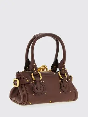 Chloé Paddington Handbag In Leather With Padlock And Studs - Brown