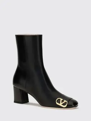 Valentino Garavani Leather Ankle Boots With Gold Tone Detailing