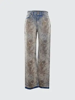 Liu Jo Floral Print Wide-leg Cotton Denim Jeans