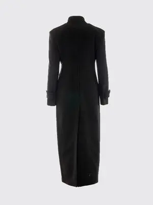 Pinko Single-breasted Long Coat In Wool And Cashmere Blend - Black