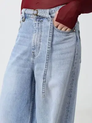 Zimmermann Indra High-waisted Wide-leg Belted Denim Jeans