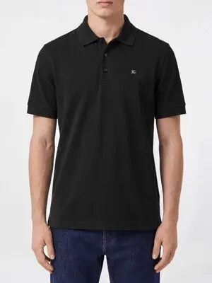 Burberry Polo Shirt In Cotton Piqué With Embroidered Ekd Logo - Black