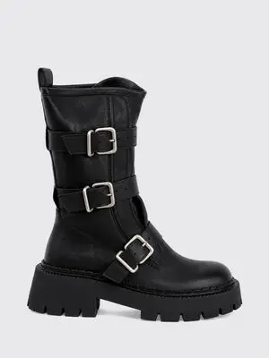 VIC MATIE Mid-calf Biker Boots With Adjustable Straps And Lug Sole